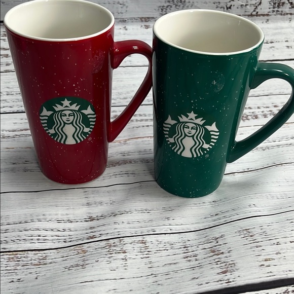 Starbucks | Dining | Starbucks Red Green 6oz Coffee Mugs | Poshmark
